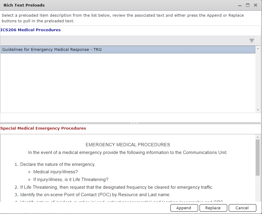 ICS 206 - Medical Plan
