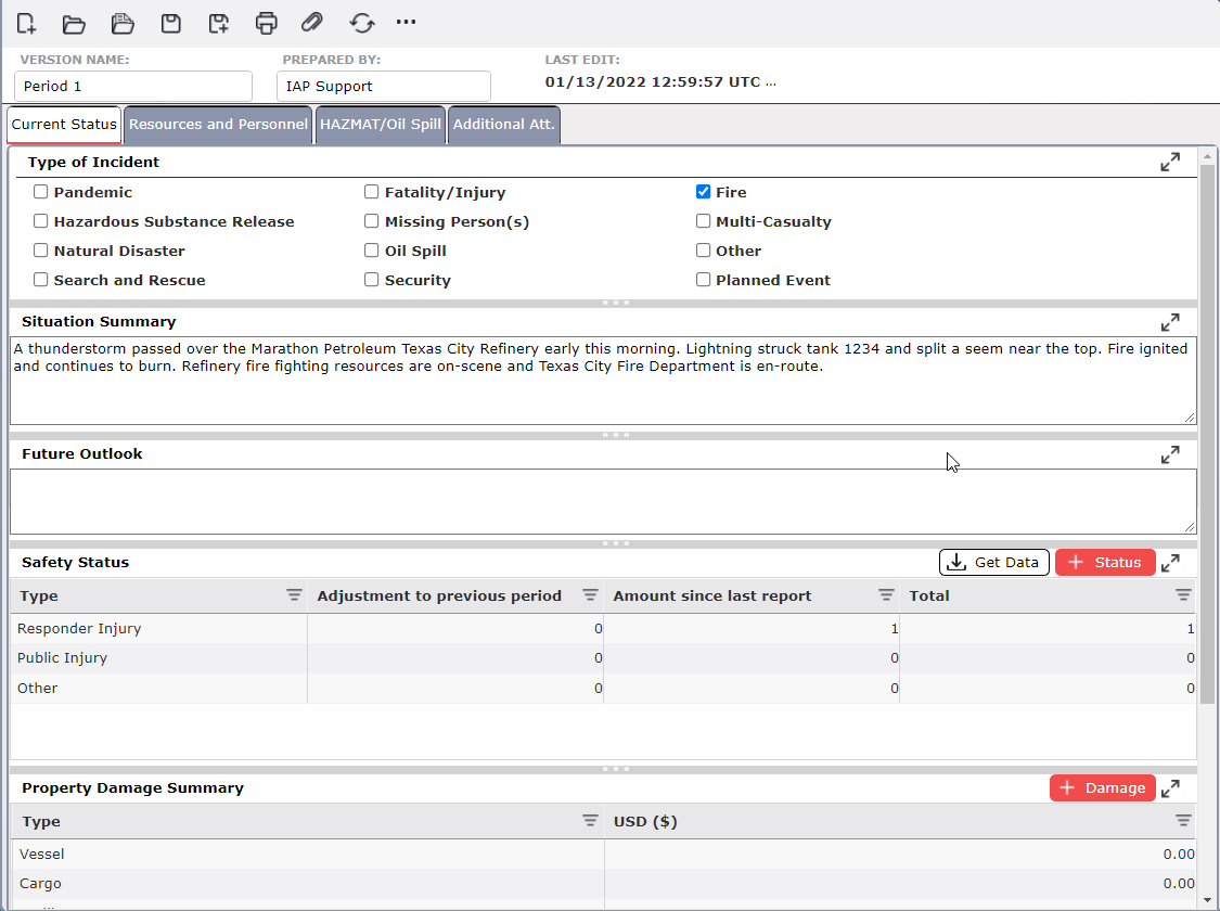 ICS 209 - Incident Status Summary