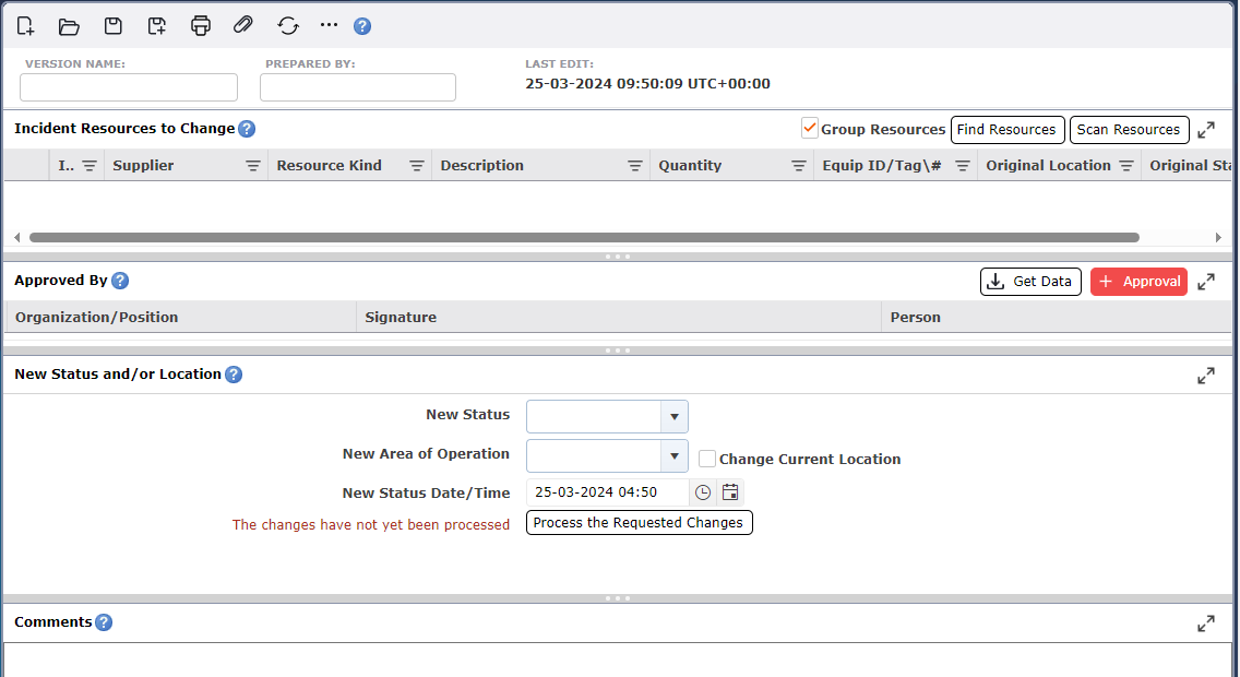 ICS 210 - Change Status